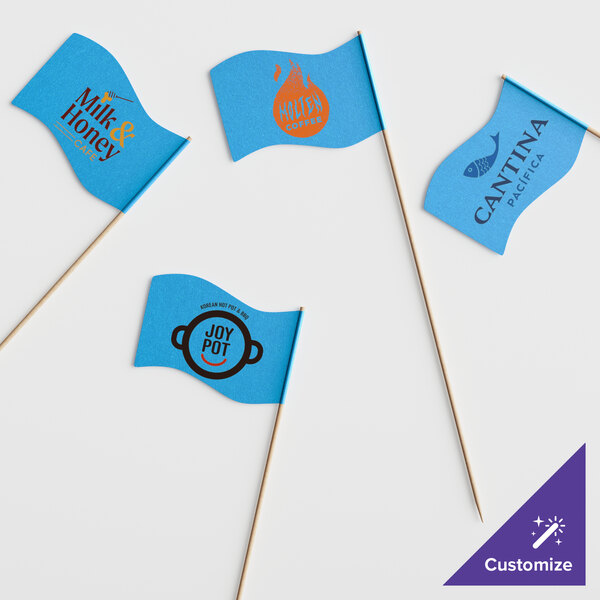 Customizable Medium Wavy Flag Pick / Food Marker 6" - 5000/Case