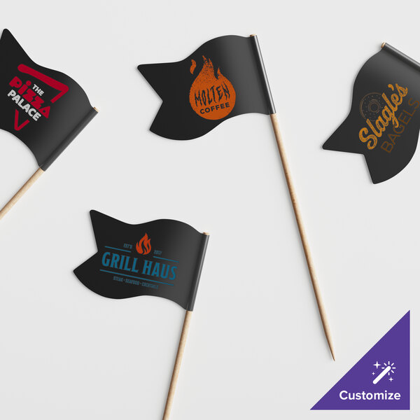 Customizable Medium Wavy Flag Pick / Food Marker 4 3/4" - 5000/Case