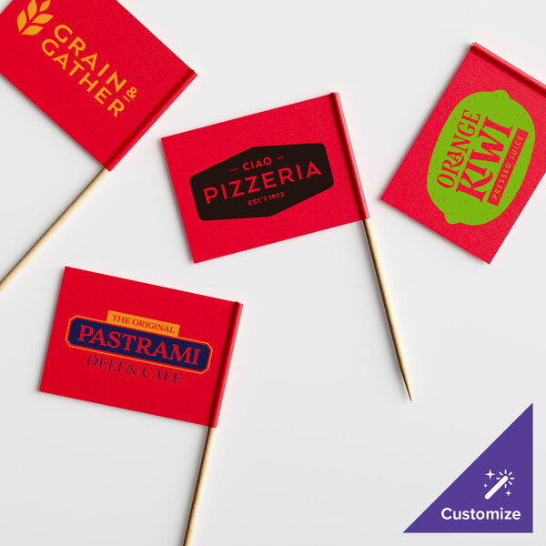Customizable Small Rectangular Flag Pick / Food Marker 2 1/2" - 5000/Case