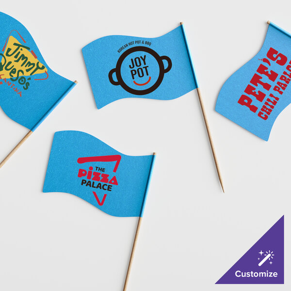 Customizable Medium Wavy Flag Pick / Food Marker 3 1/8" - 5000/Case