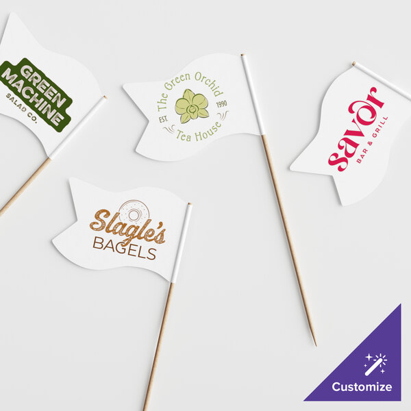 Customizable Large Wavy Flag Pick / Food Marker 6" - 5000/Case