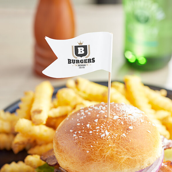 Customizable Large Wavy Flag Pick / Food Marker 4 3/4" - 5000/Case