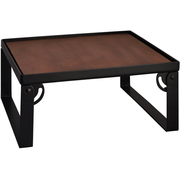 Spring USA Industrial 12" x 12" x 6" Matte Black Square Riser with Wood ...