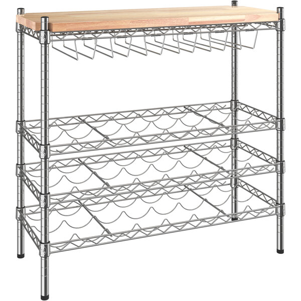 Regency 14" x 36" 3 Shelf 24-Bottle Wire Wine Rack with 34" Posts and ...