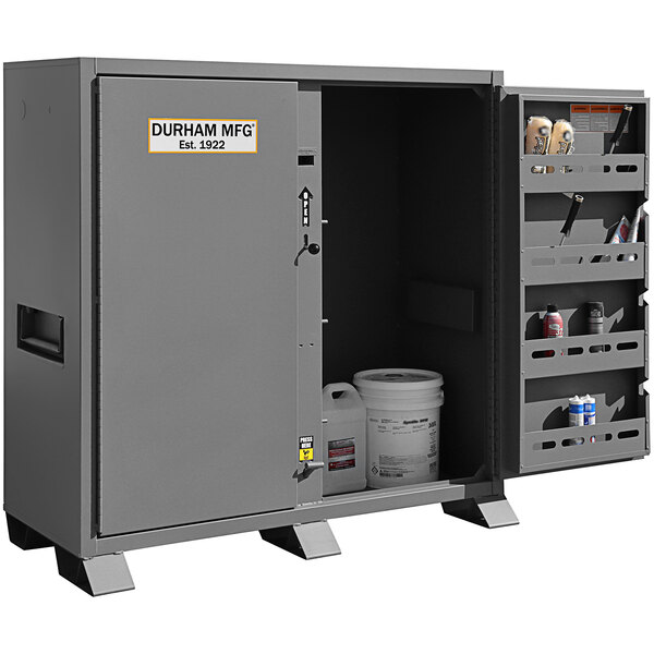 Durham Mfg 60 1/16" x 27 1/8" x 60 3/4" Lockable Steel Job Site Cabinet ...