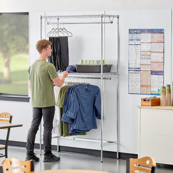 Regency 18" x 48" x 86" NSF Chrome Double Hang Garment Rack Kit