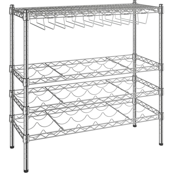 Regency 14" x 36" 3 Shelf 24-Bottle Wire Wine Rack Kit with 34" Posts