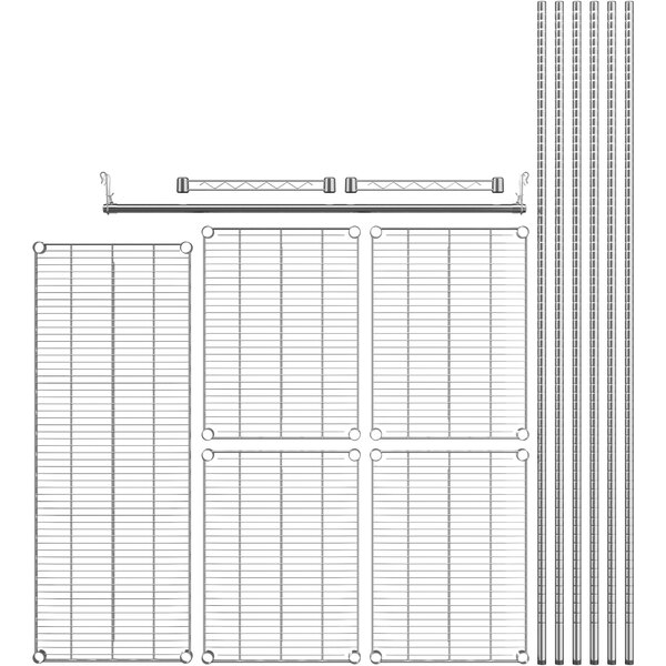 Regency 18" x 72" x 74" NSF Chrome Single Garment Rack Kit