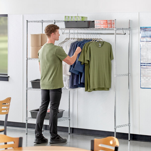 Regency 18" x 72" x 74" NSF Chrome Single Garment Rack Kit