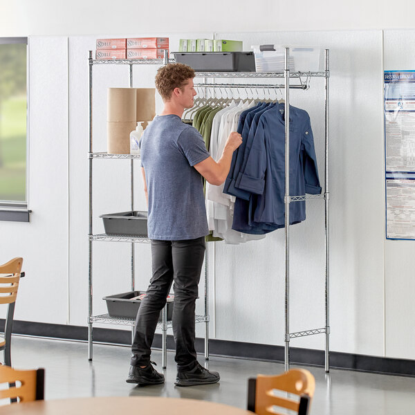 Regency 18" x 60" x 74" NSF Chrome Single Garment Rack Kit