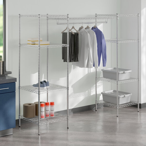 Regency 24" x 96" x 74" NSF Chrome Double Garment Rack Kit