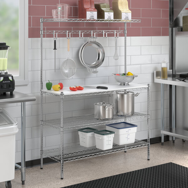 Regency 18" x 36" x 64" Chrome Baker's Rack Wire Shelf with Plastic ...