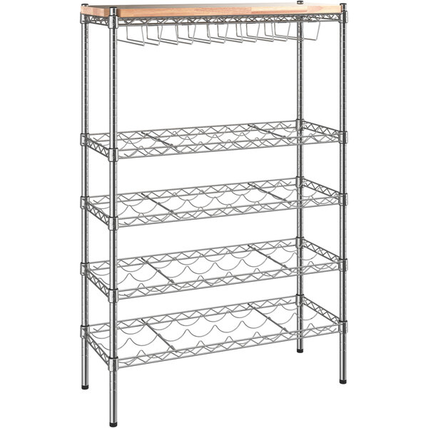 Regency 14" x 36" 4 Shelf 32-Bottle Wire Wine Rack with 54" Posts and ...