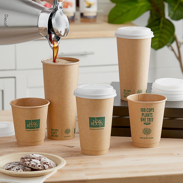 New Roots Translucent Compostable Paper Hot Cup Lid for 10-24 oz ...