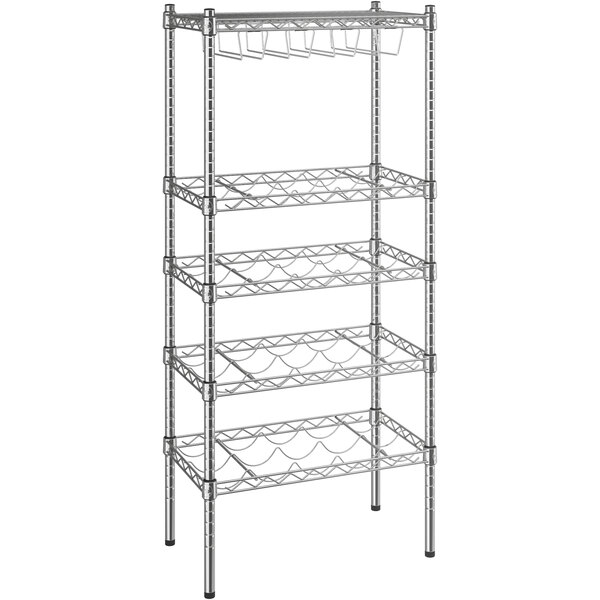 Regency 14" x 24" 4 Shelf 20-Bottle Wire Wine Rack with 54" Posts