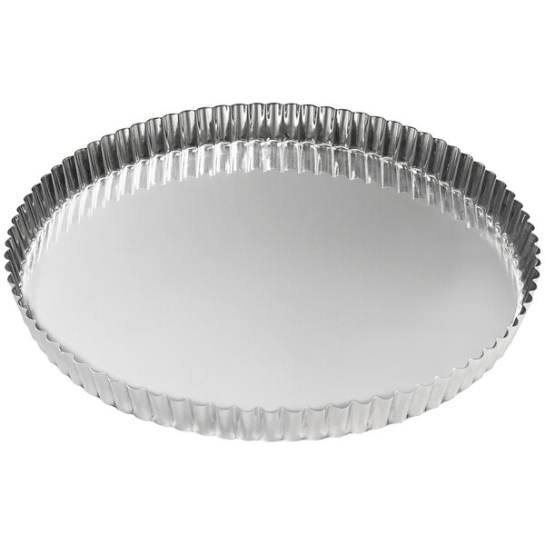 Gobel 12 5/8" Perforated Round Fluted Tin-Plated Steel Tart / Quiche ...