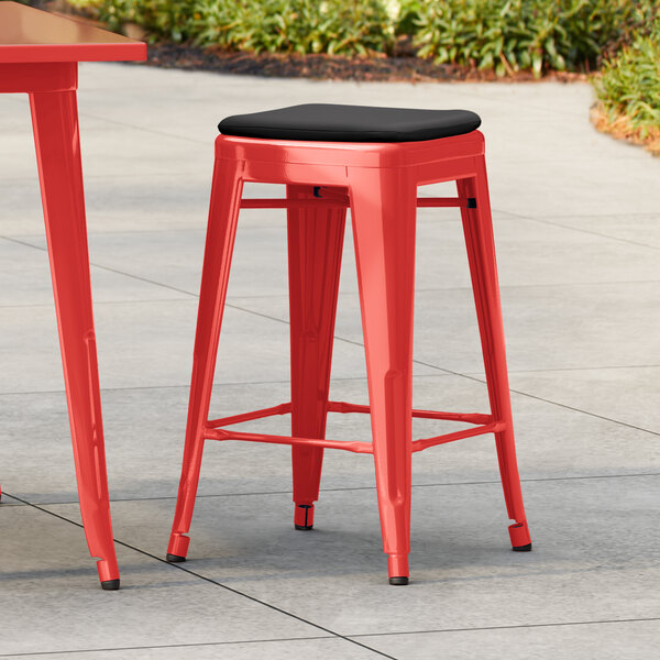 Lancaster Table & Seating Alloy Series Ruby Red Outdoor Backless ...