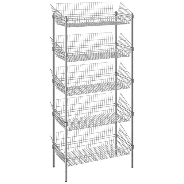 Regency 18" x 36" x 74" NSF Chrome Stationary 5 Basket Retail Storage ...