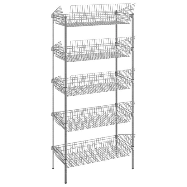 Regency 18" x 36" x 74" NSF Chrome Stationary 5 Basket Retail Storage ...