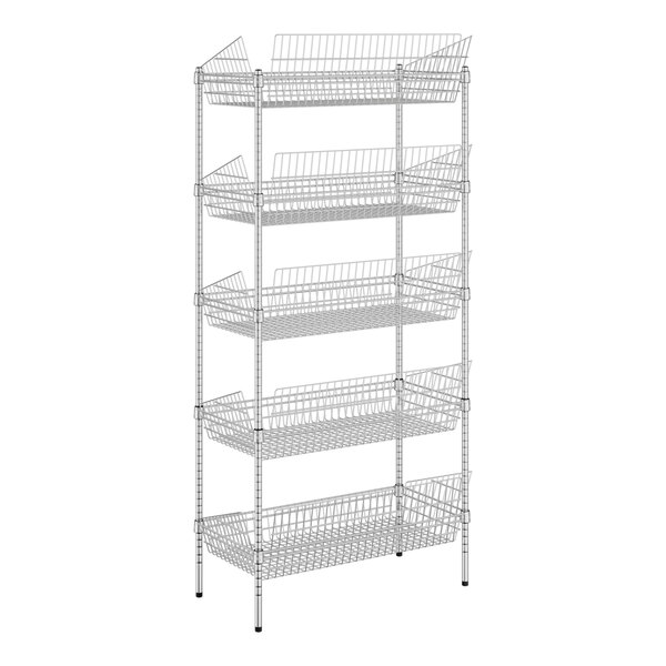 Regency 18" x 36" x 74" NSF Chrome Stationary 5 Basket Retail Storage ...