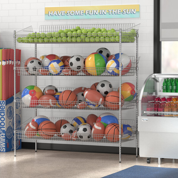 Regency 24" x 60" NSF Chrome Stationary 4 Basket Retail Storage Display ...