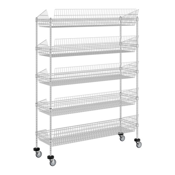 Regency 18" x 60" x 80" NSF Chrome Mobile 5 Basket Retail Storage ...