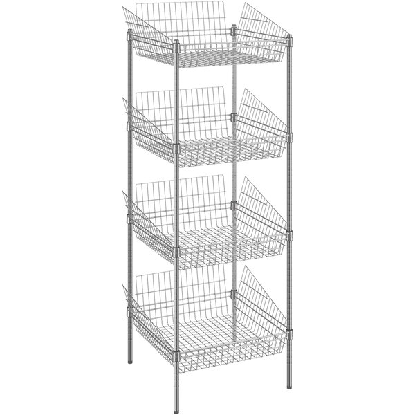 Regency 24" x 48" x 64" NSF Chrome Stationary 4 Basket Retail Storage ...
