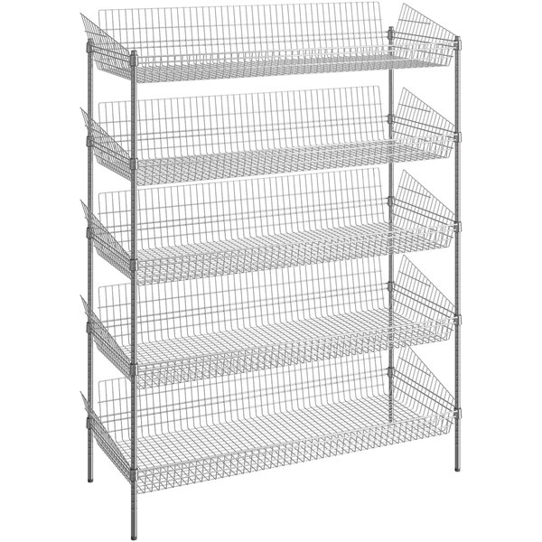 Regency 24" x 60" NSF Chrome Stationary 5 Basket Retail Storage Display ...