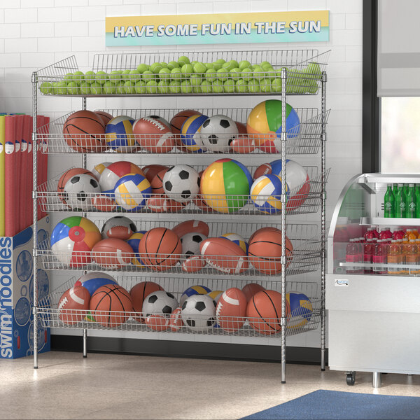 Regency 24" x 60" x 74" NSF Chrome Stationary 5 Basket Retail Storage ...