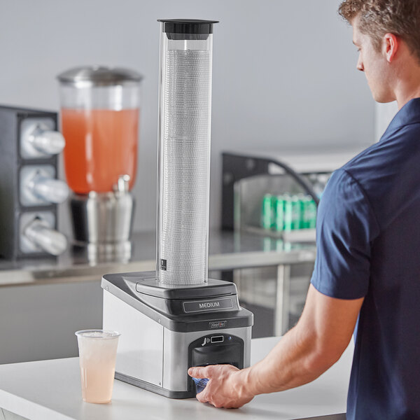 Touchless Lid Dispenser: Battery Powered for Straw Slot Lids