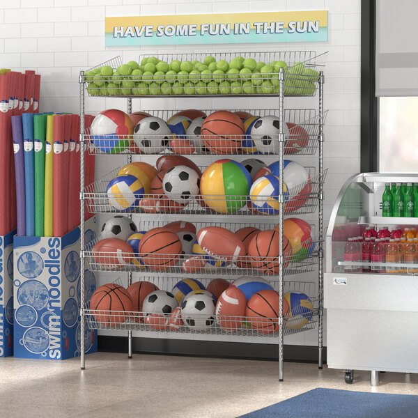 Regency 24" x 48" x 74" NSF Chrome Stationary 5 Basket Retail Storage ...