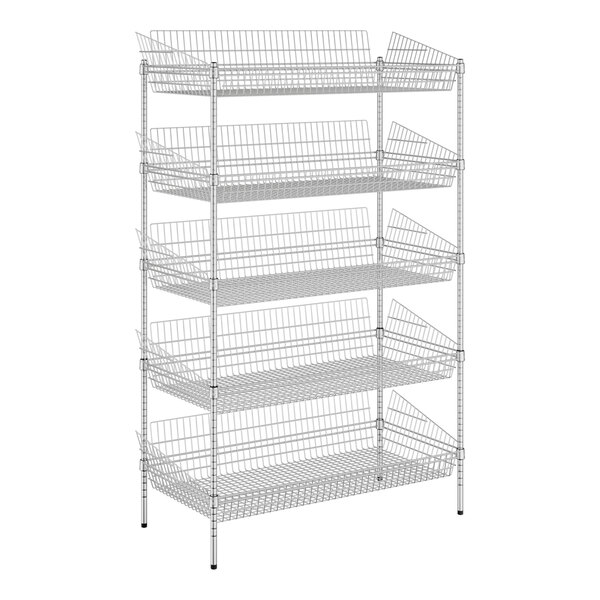 Regency 24" x 48" x 74" NSF Chrome Stationary 5 Basket Retail Storage ...