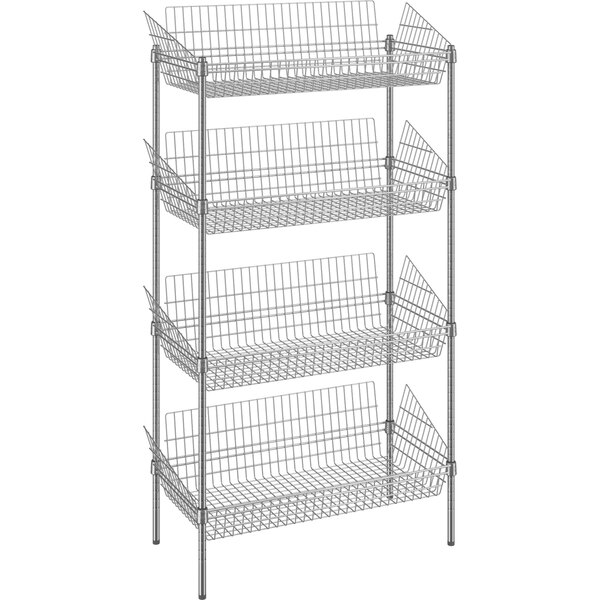 Regency 18" x 36" x 64" NSF Chrome Stationary 4 Basket Retail Storage ...