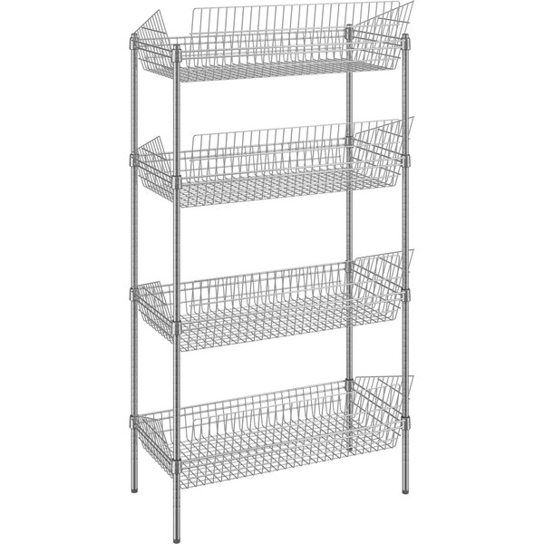 Regency 18" x 36" x 64" NSF Chrome Stationary 4 Basket Retail Storage ...