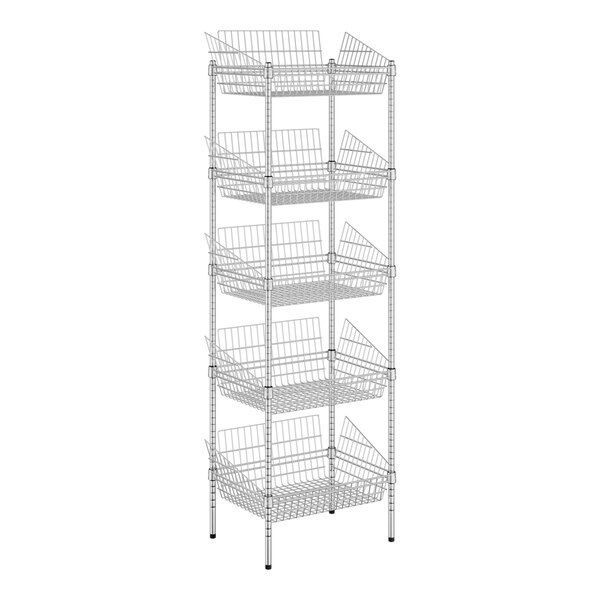 Regency 18" x 24" x 74" NSF Chrome Stationary 5 Basket Retail Storage ...