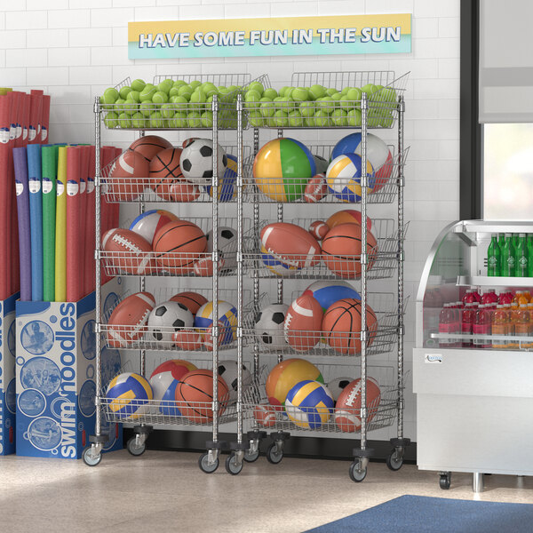 Regency 18" x 24" x 80" NSF Chrome Mobile 5 Basket Retail Storage ...