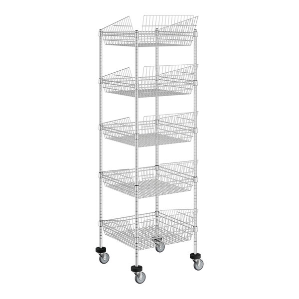Regency 24" x 24" x 80" NSF Chrome Mobile 5 Basket Retail Storage ...
