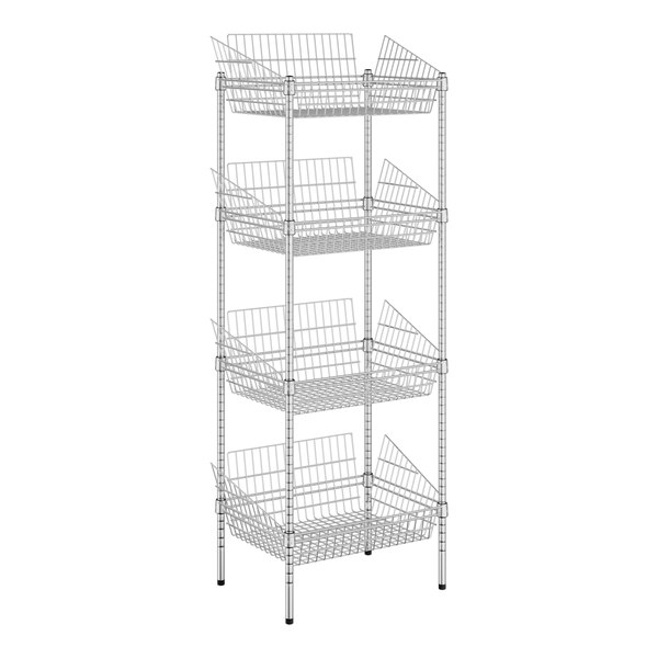 Regency 18" x 24" x 64" NSF Chrome Stationary 4 Basket Retail Storage ...