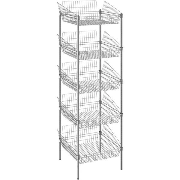 Regency 24" x 24" x 74" NSF Chrome Stationary 5 Basket Retail Storage ...