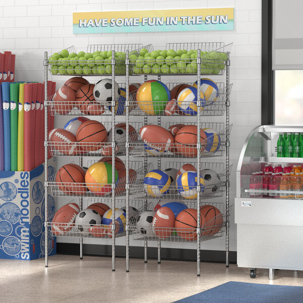 Regency 24" x 24" x 74" NSF Chrome Stationary 5 Basket Retail Storage ...