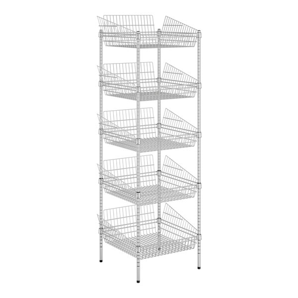 Regency 24" x 48" x 74" NSF Chrome Stationary 5 Basket Retail Storage ...