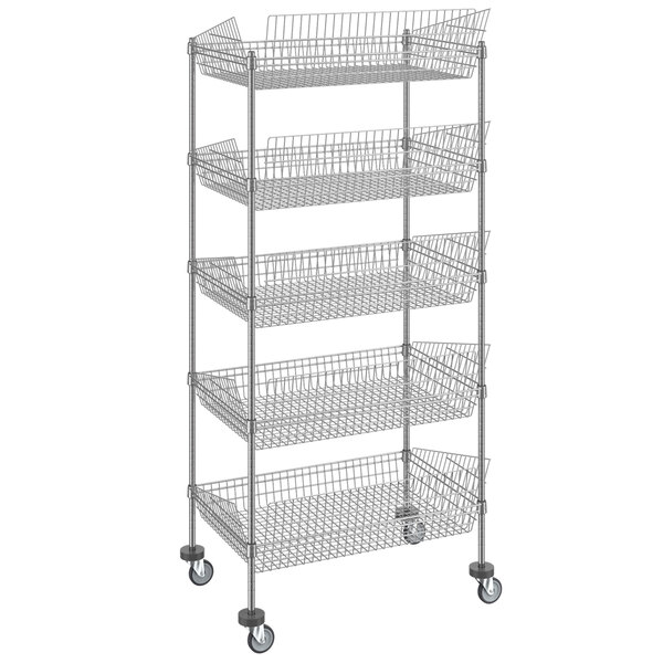 Regency 24" x 36" x 80" NSF Chrome Mobile 5 Basket Retail Storage ...