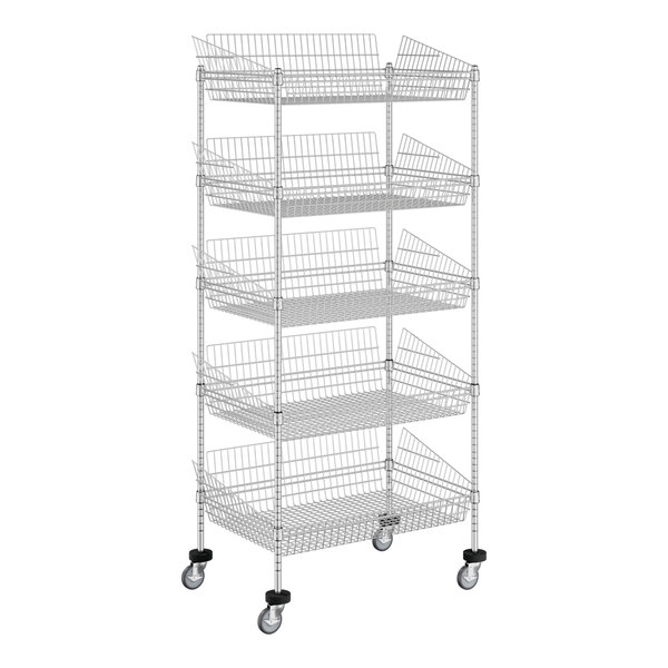 Regency 24" x 36" x 80" NSF Chrome Mobile 5 Basket Retail Storage ...