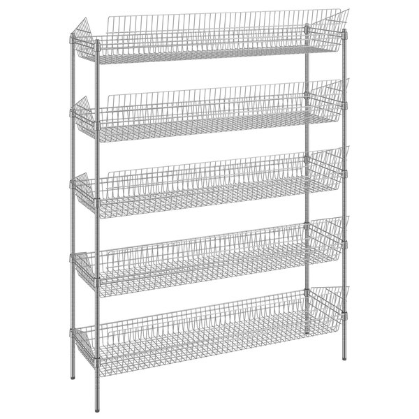 Regency 18" x 60" x 74" NSF Chrome Stationary 5 Basket Retail Storage ...