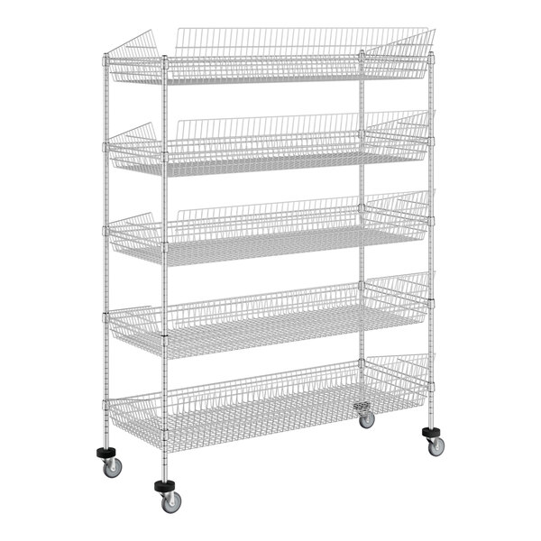 Regency 24" x 60" x 80" NSF Chrome Mobile 5 Basket Retail Storage ...