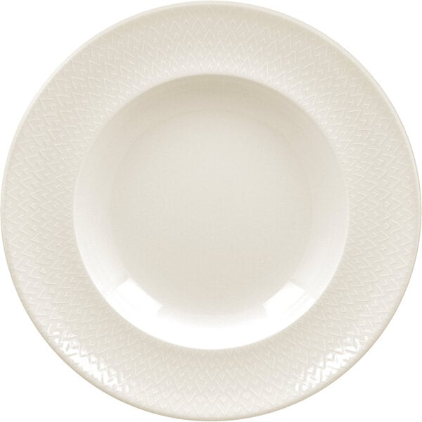 RAK Porcelain Favourite 10 1/4" Ivory Embossed Porcelain Deep Plate ...