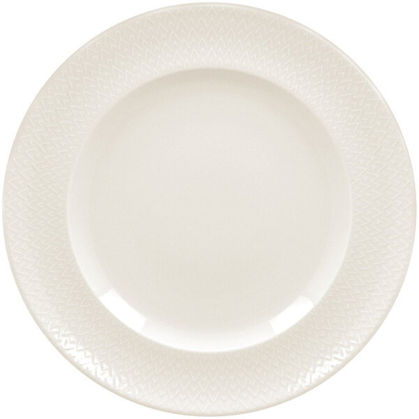 RAK Porcelain Favourite 9 1/2" Ivory Embossed Porcelain Flat Plate - 12 ...