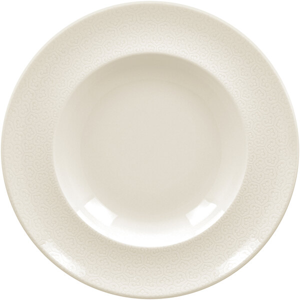 RAK Porcelain Wonder 11 13/16" Ivory Embossed Porcelain Deep Plate - 6/Case