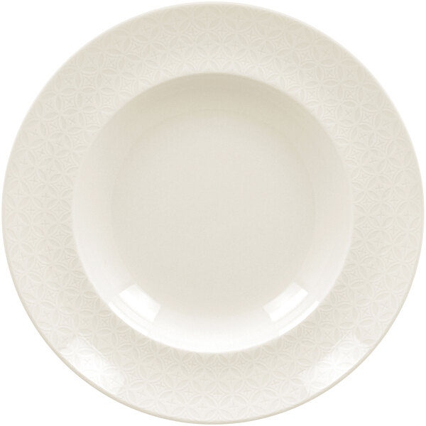 RAK Porcelain Lace 9 1/2" Ivory Embossed Porcelain Deep Plate - 12/Case