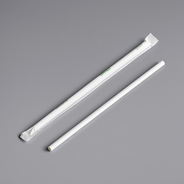 True Green 7 3/4" White Wrapped Bamboo Paper Straw - 5000/Case